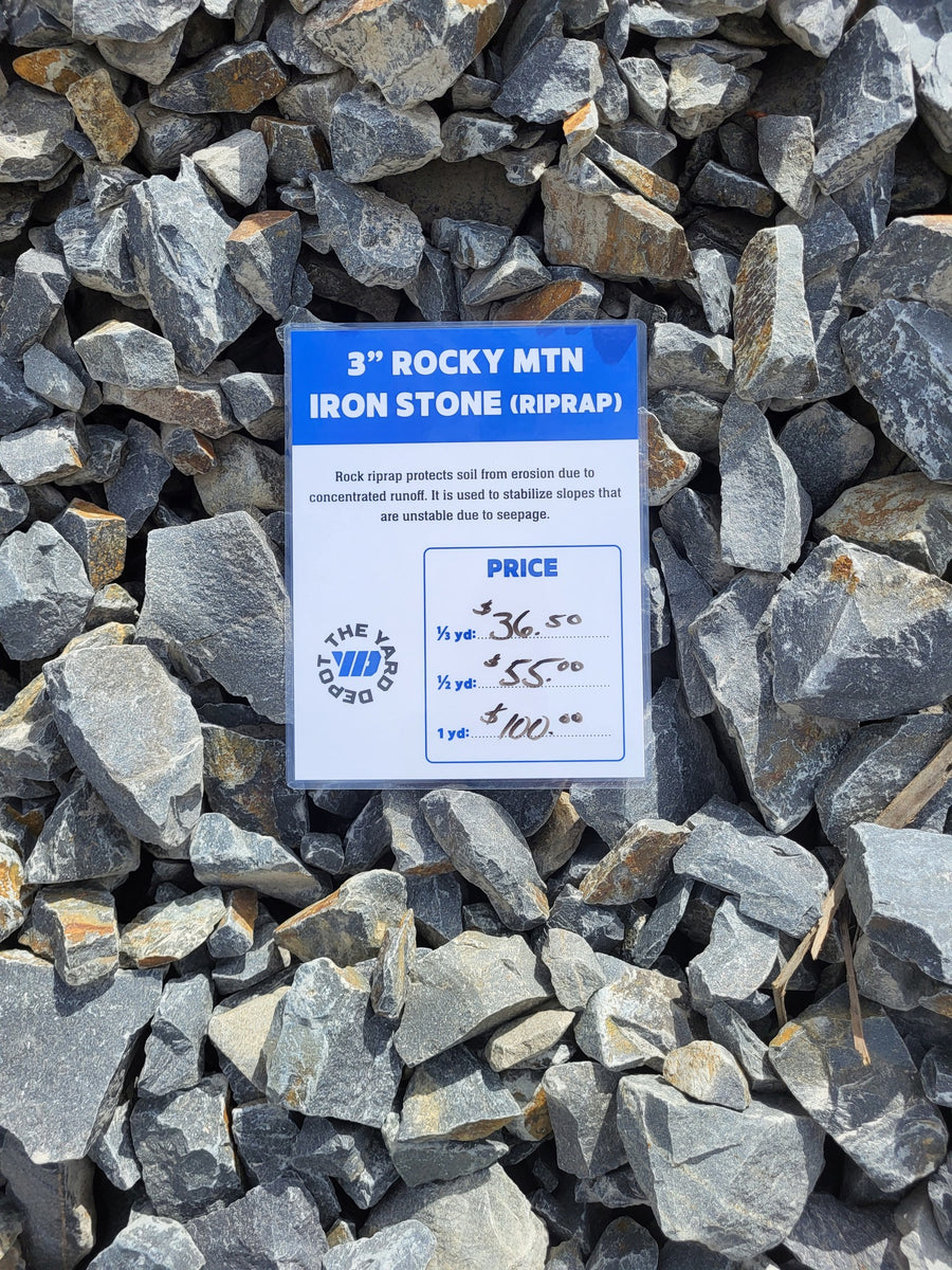 3" Rocky Mtn Iron Stone (riprap) 5 gallon – The Yard Depot